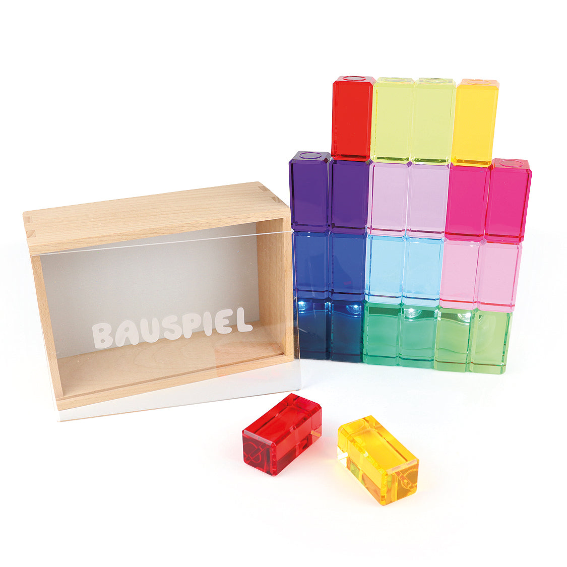 BAUSPIEL Lichtbauquader 24 Teile in Holzbox – Schlawiner